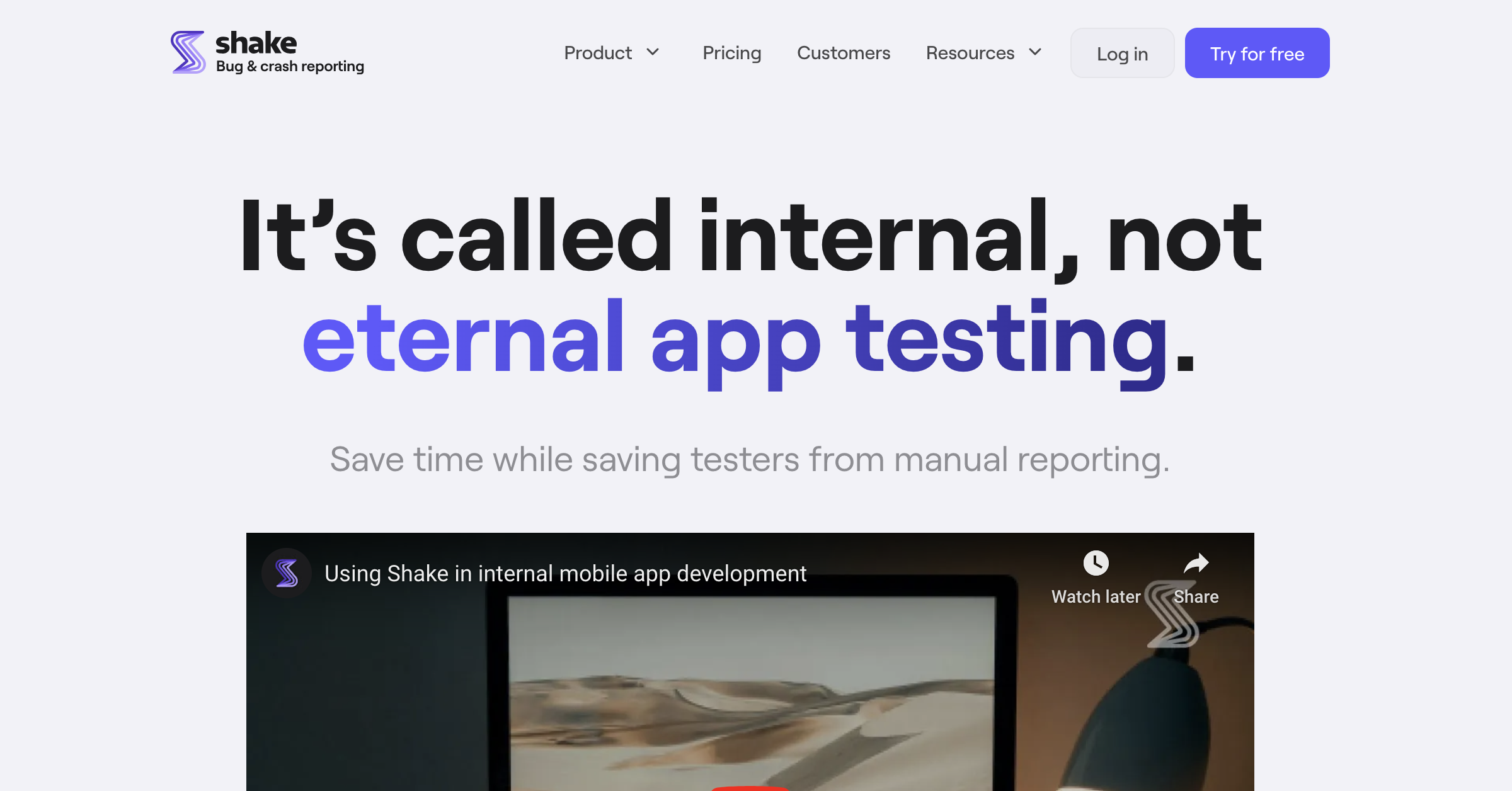 Internal app testing | Shake